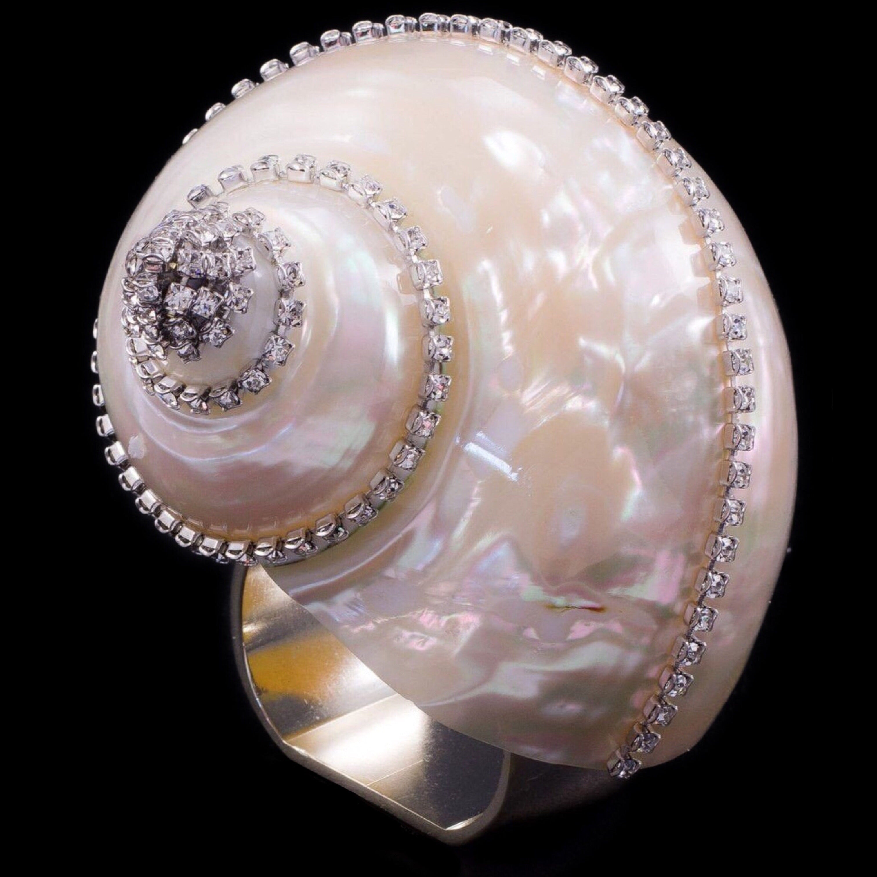Isabella Adams Crystallized Pearl Turbo Sea Shell Napkin Ring Set/4 ...